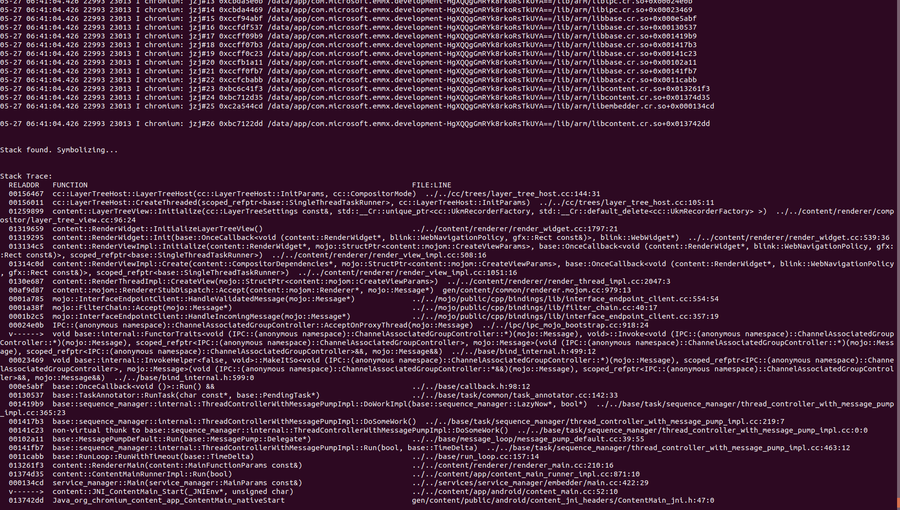 Chromium C Stack Trace Paincker